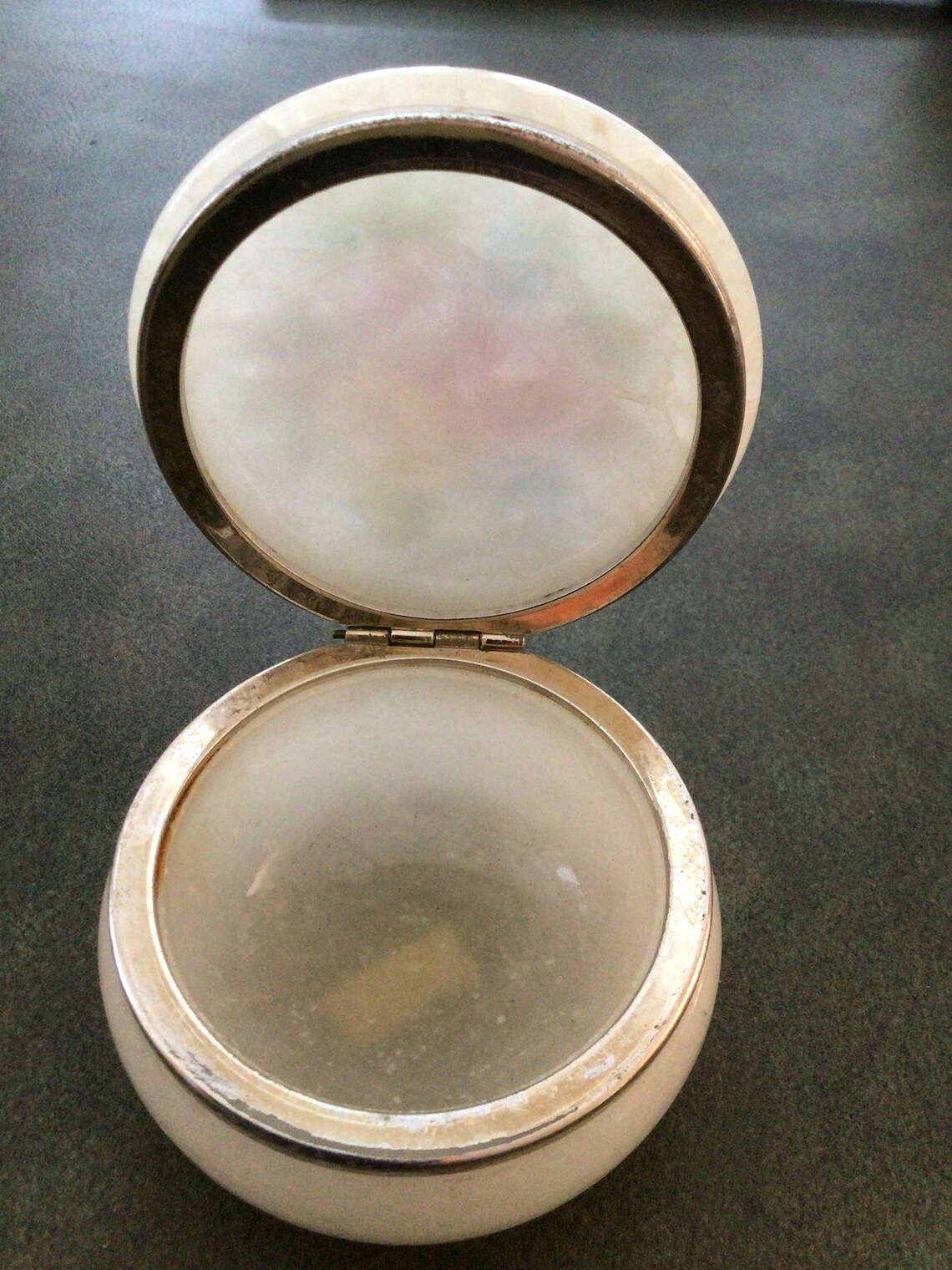 Vintage Italian Alabaster Powder Box | Etsy