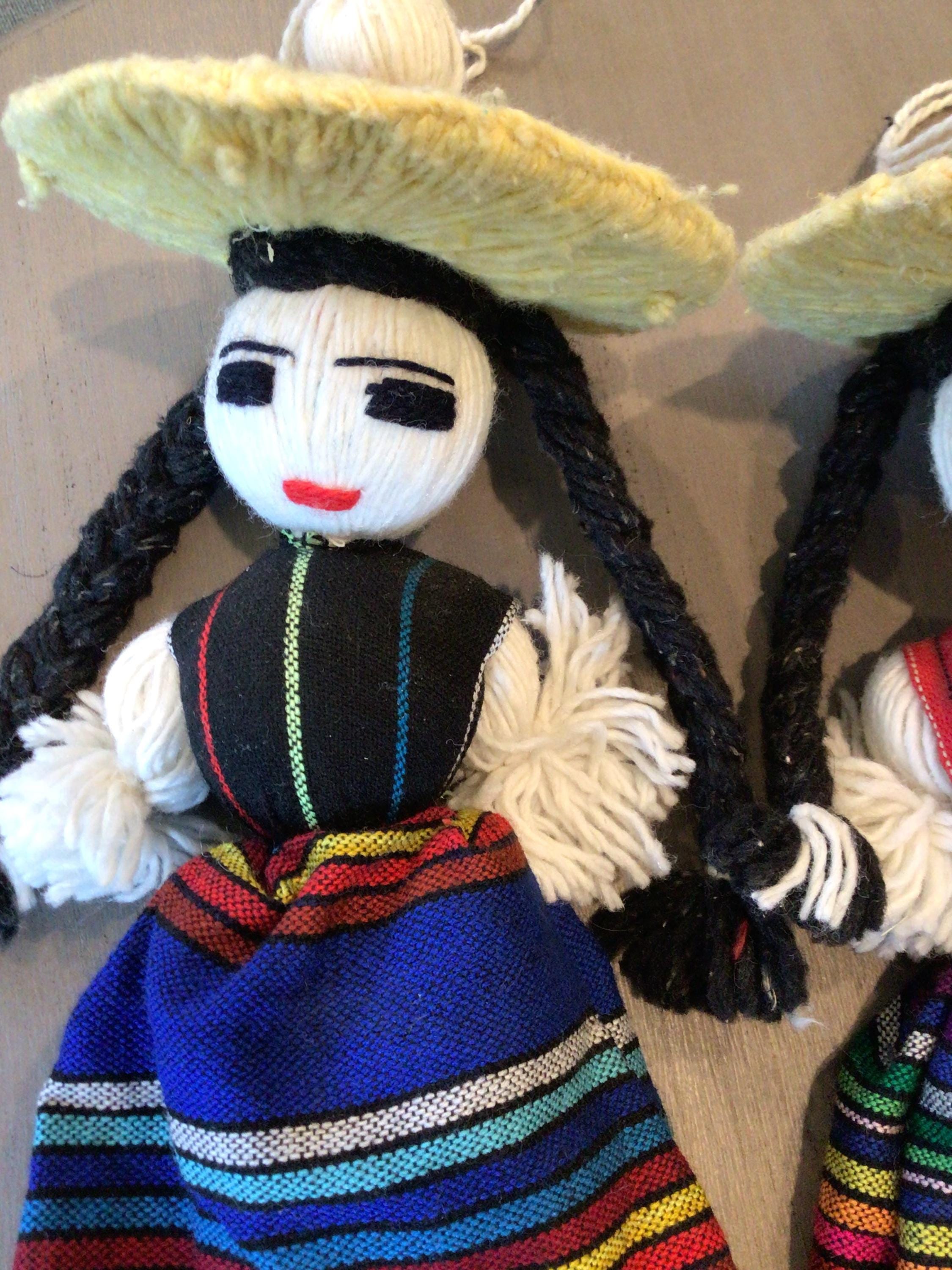 Vintage Handmade Folk Art Yarn Dolls Latin American Girls Set of 2 - Etsy