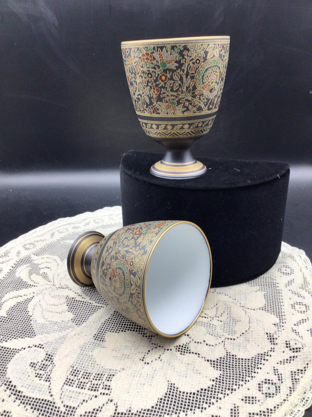 Vintage Japanese Traditional Sake Cups Ornate Enamel - Etsy