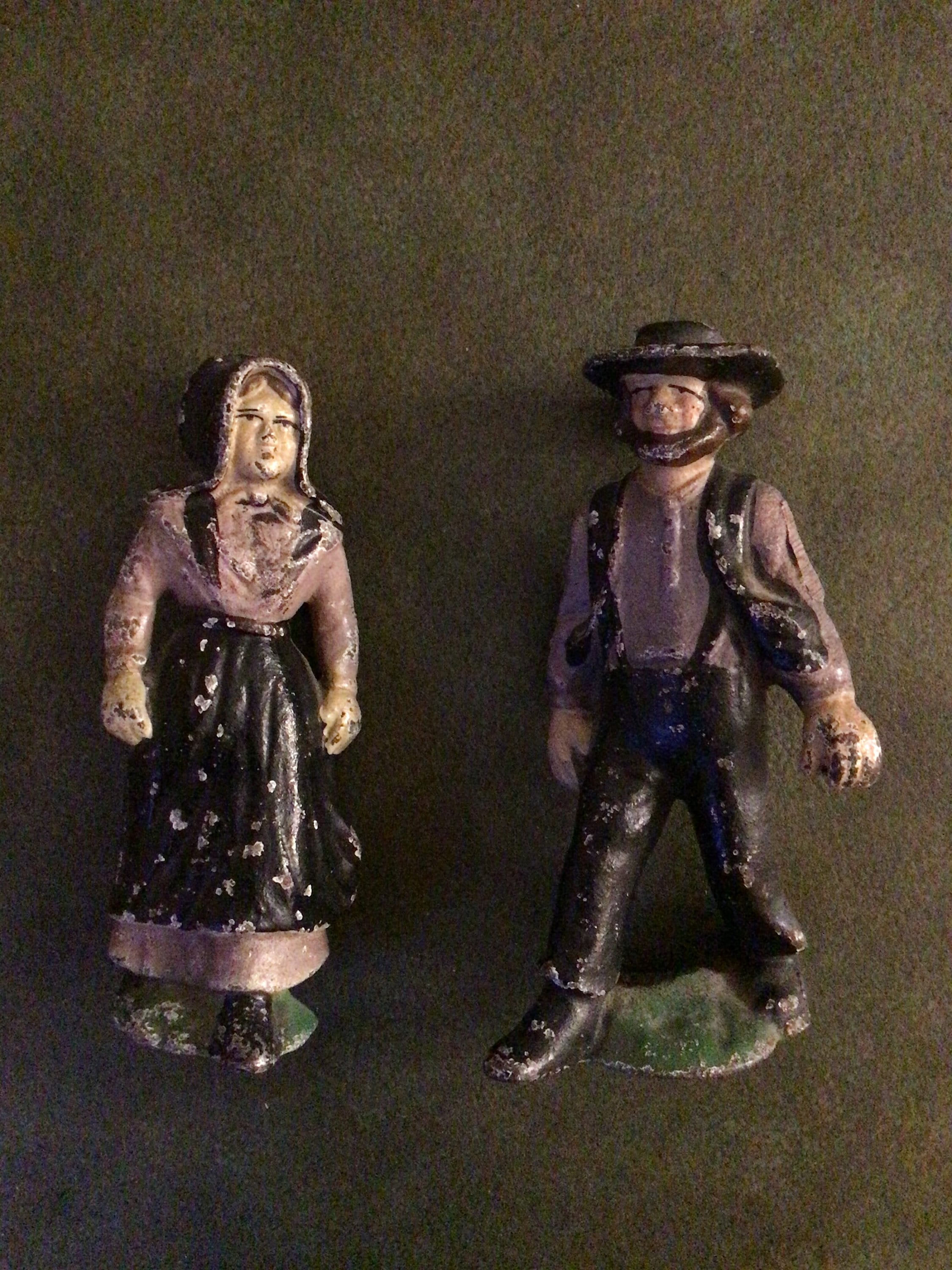 Antique Cast Iron Amish Man and Woman Figurines - Etsy