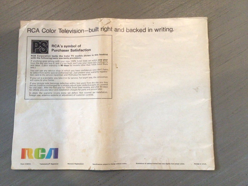 Vintage 1972 RCA Television Catalog - Etsy