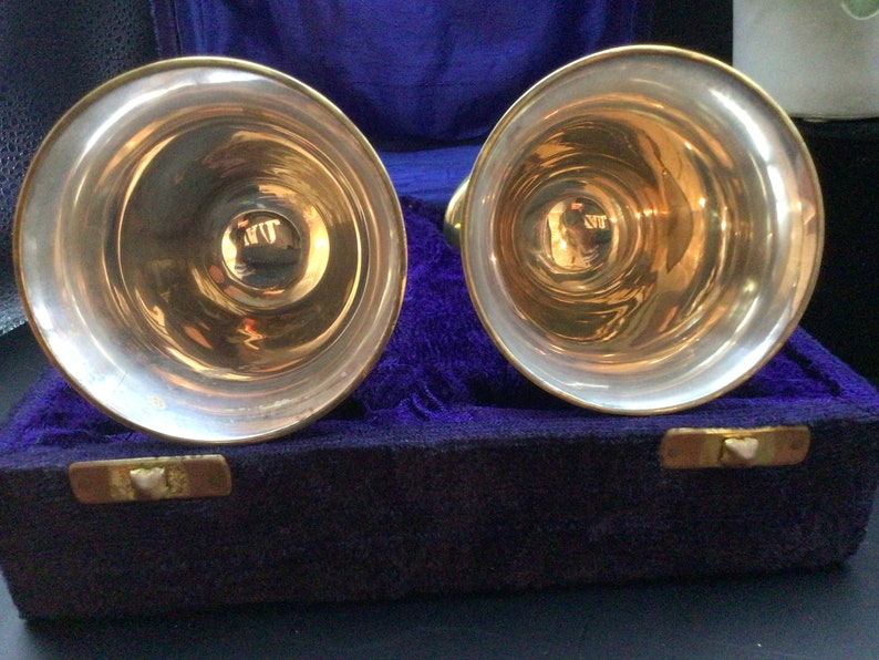 Vintage Etched Brass and Silver Plate Couples Toast Wine Goblets in ...