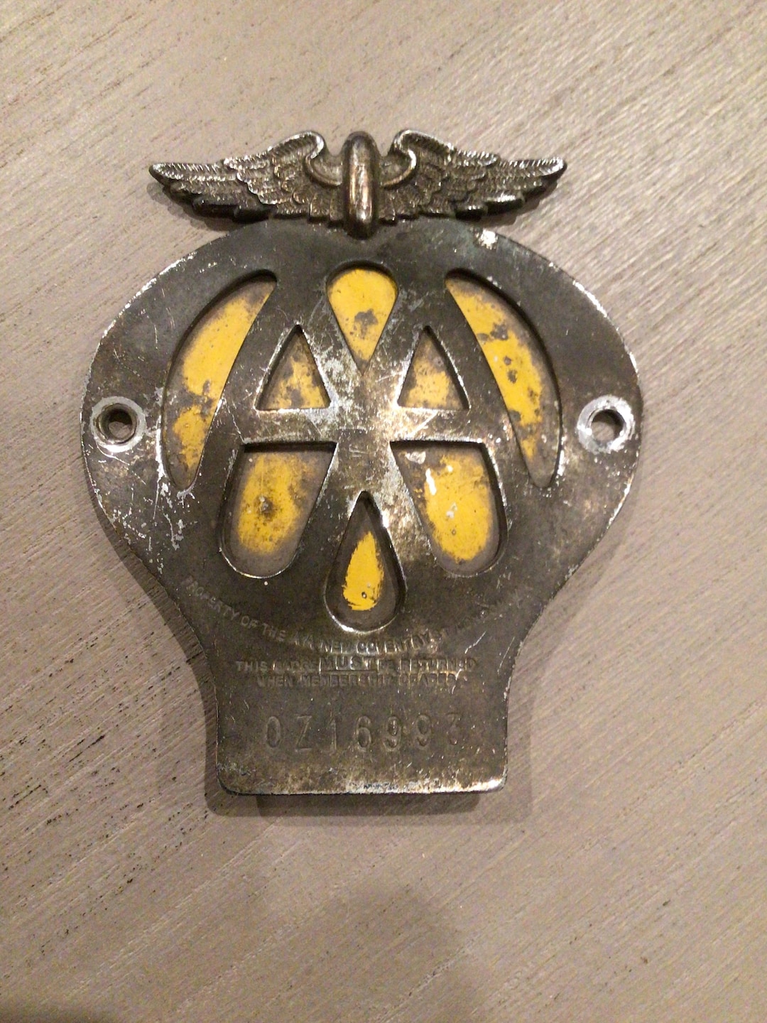 Vintage British AA Club Motorcycle Badge Numbered - Etsy