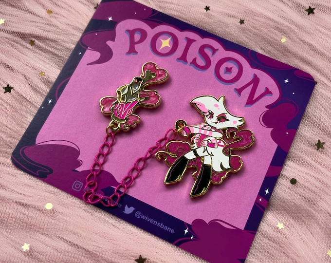 Angeldust Hazbin Hotel HH Hard Enamel Pin Chained Poison - Etsy