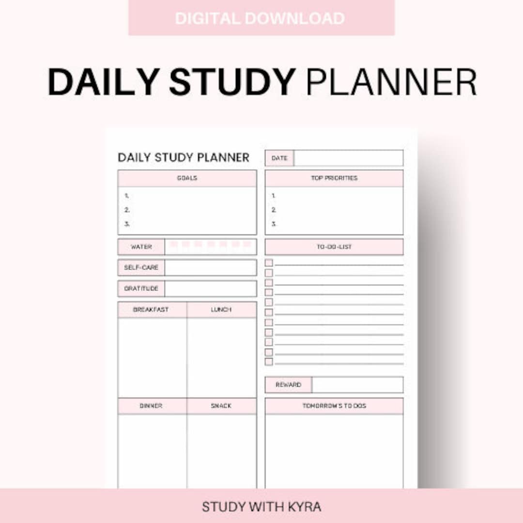 Daily Study Planner Printable to Do List Daily Planner PDF - Etsy UK