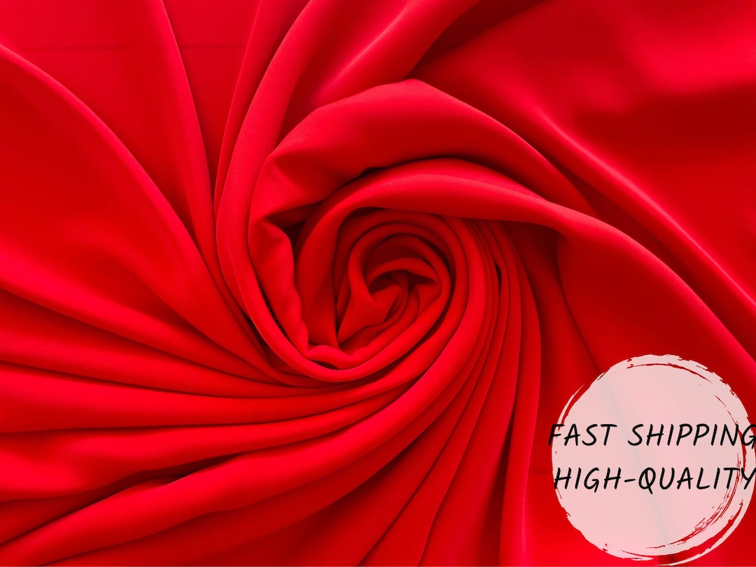 Red Crepe Fabric: Polyester Elastane Blend, Dressmaking Material - Etsy
