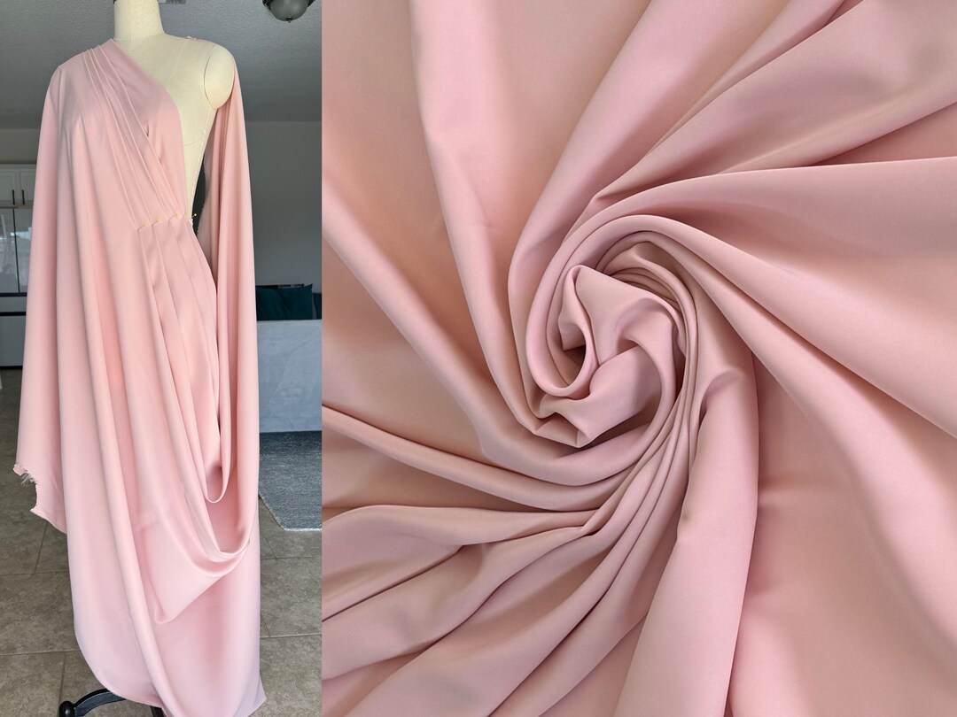 Pink Crepe Fabric, Stretch Peach Pink Crepe Fabric, Stretch Crepe ...
