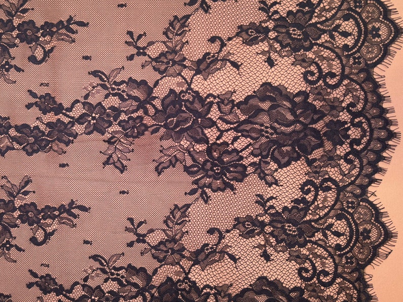 Lace Fabric With Eyelash Scallop, Chantilly Lace, French Lace, Lingerie ...