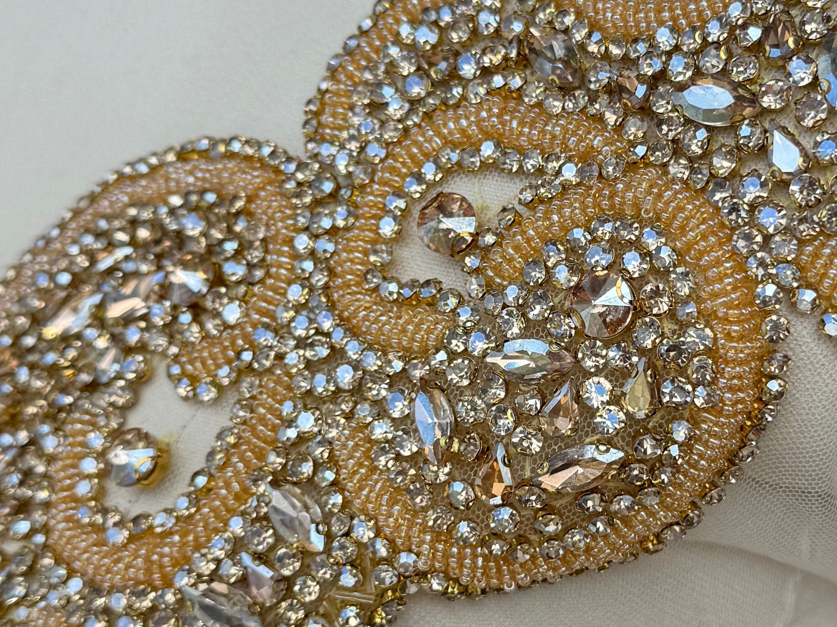 Gold Rhinestone Bodice Applique, Full Bodice Rhinestone Beaded Applique ...