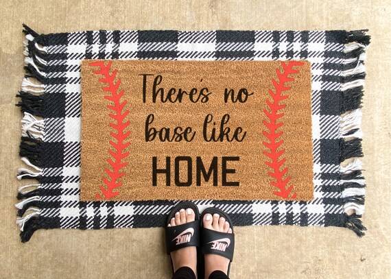 There's No Base Like Home Doormat Baseball Doormat - Etsy