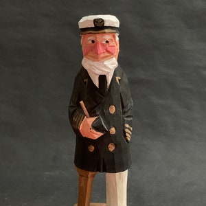 Hand Carved Wooden Sea Captain With Peg Leg and Pipe 20.7cm Tall - Etsy