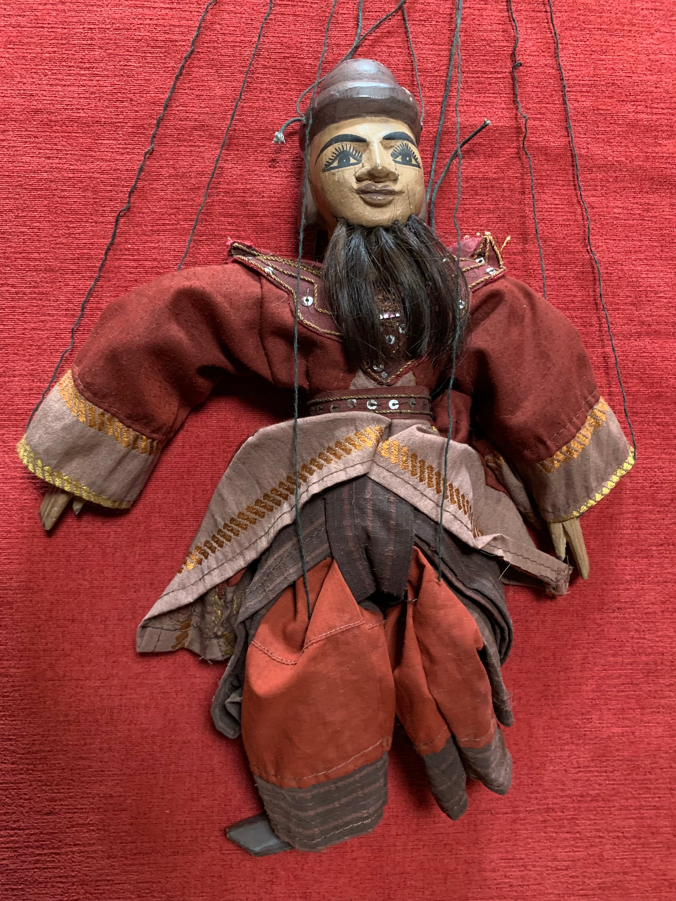 Antique Traditional Handmade Wooden Puppet From Burma With Horse Hair ...