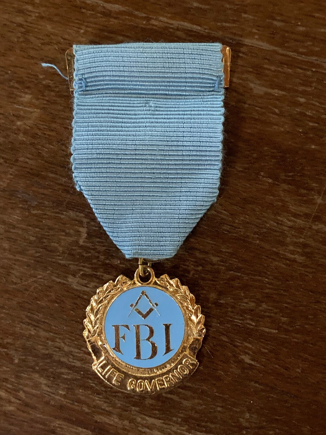 Vintage Masonic Breast Badge / Jewel FBI Life Govenor Blue Ribbon Gold ...
