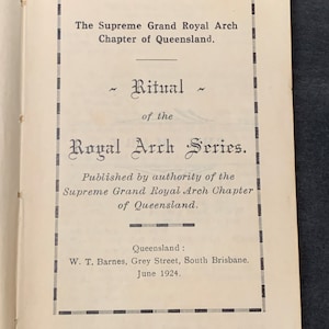 Masonic Book Ritual of the Royal Arch Series 1924 the Supreme Grand ...