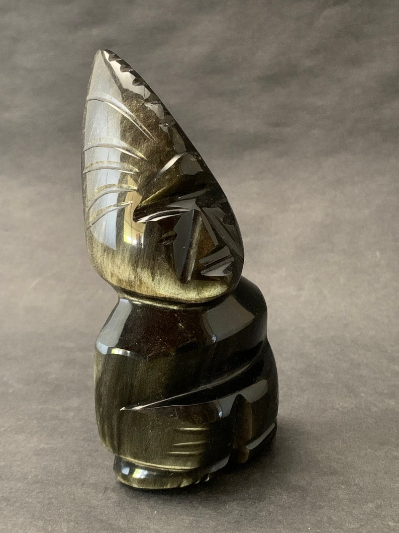 Mayan/ Aztec Golden Sheen Obsidian Statue Hand Carved 10cm - Etsy