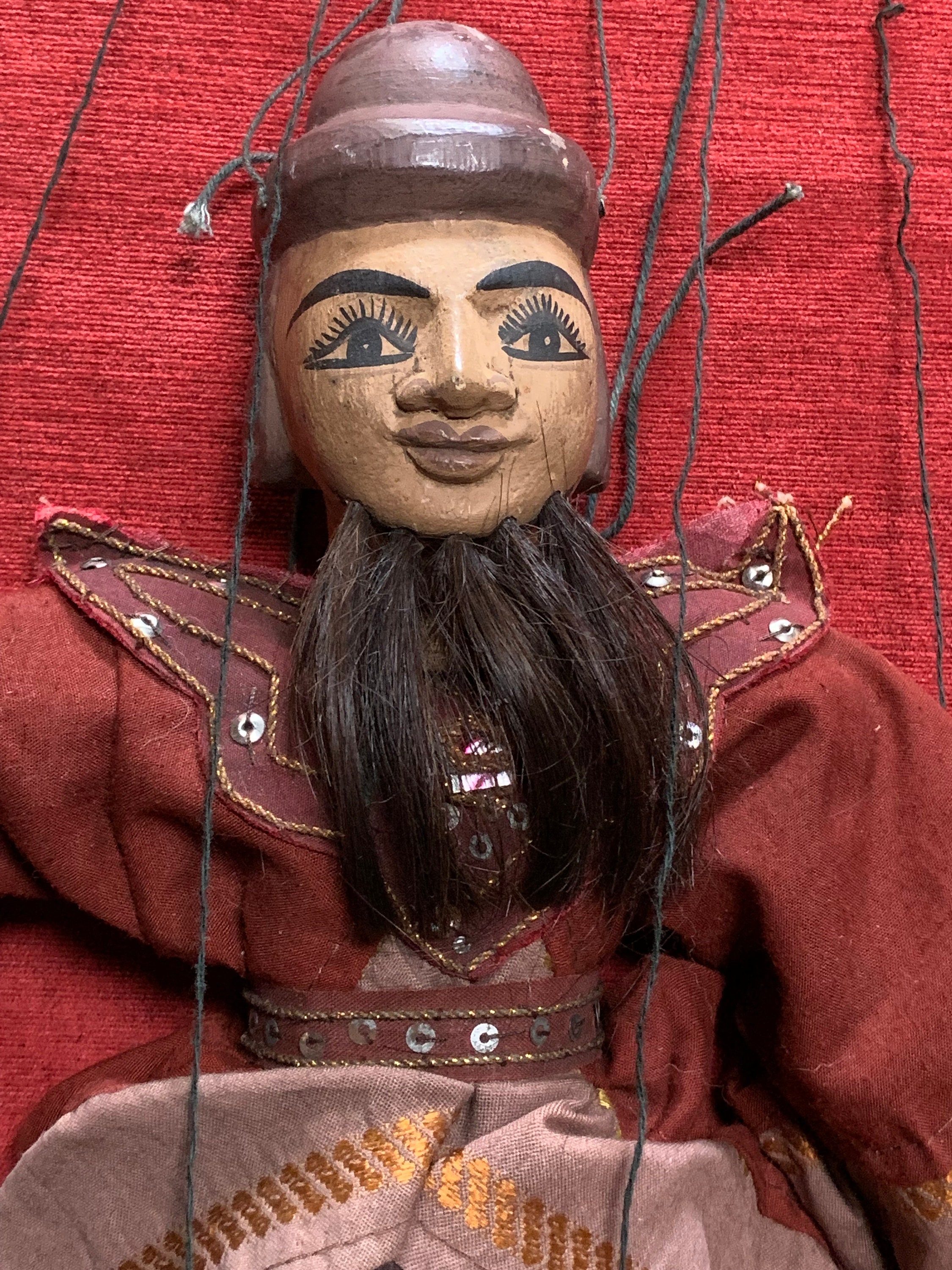 Antique Traditional Handmade Wooden Puppet From Burma With Horse Hair ...