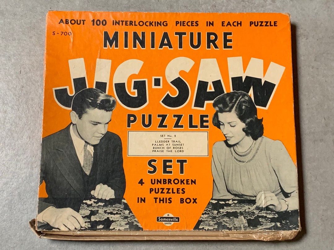 Four Vintage Puzzles - Miniature Jig-saw Puzzle Set Somerville Game S ...