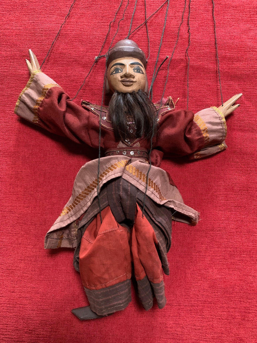 Antique Traditional Handmade Wooden Puppet From Burma With Horse Hair ...