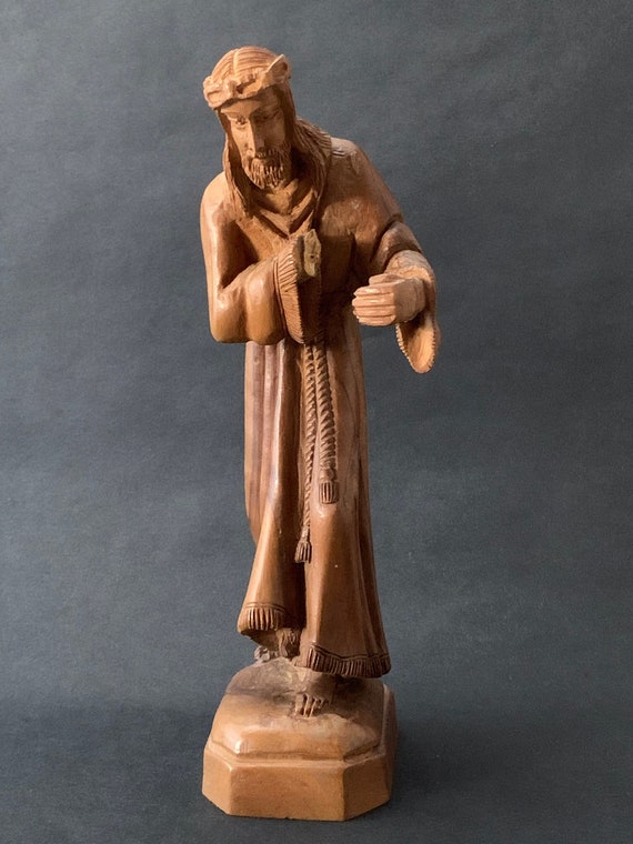 Antique Hand Carved Wooden Jesus Christ Statue Some Damage - Etsy