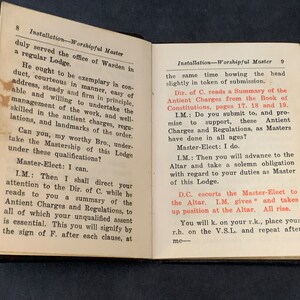 Vintage Pocket Sized Masonic Book 1958 Ceremony of Installation of ...