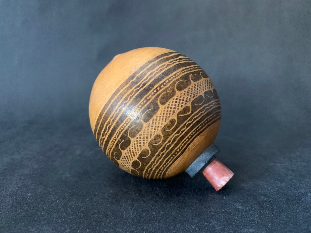 Vintage Hand Crafted Seed Pod Vessel / Bottle With Rubber Stopper and ...