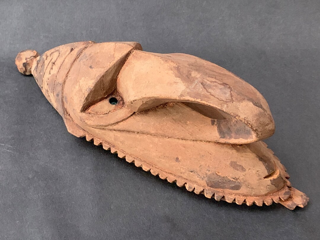 Rare Antique Hand Carved Wooden Mask Labelled 'pelican Man' Fiji ...