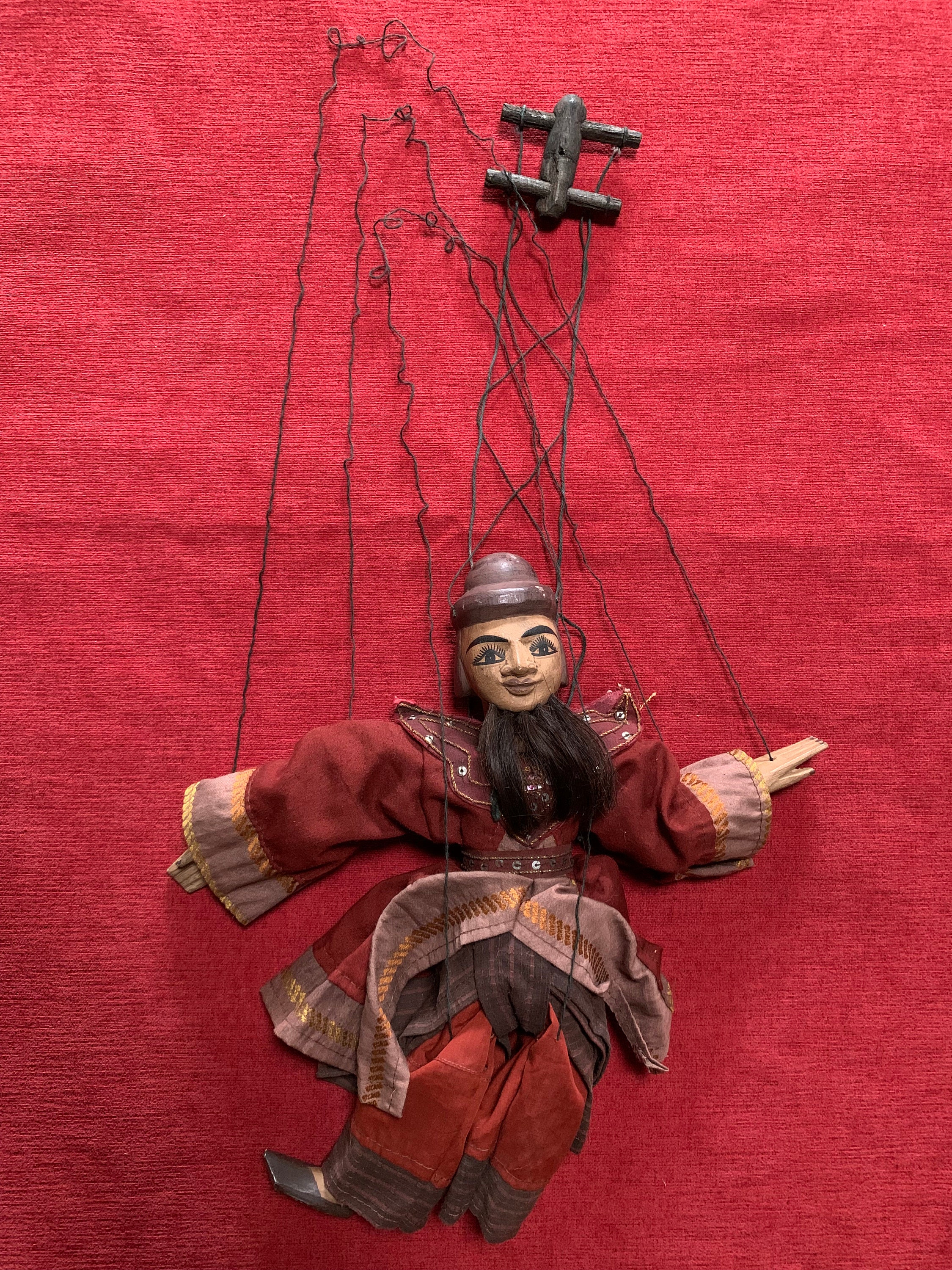 Antique Traditional Handmade Wooden Puppet From Burma With Horse Hair ...
