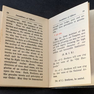 Vintage Pocket Sized Masonic Book 1958 Ceremony of Installation of ...