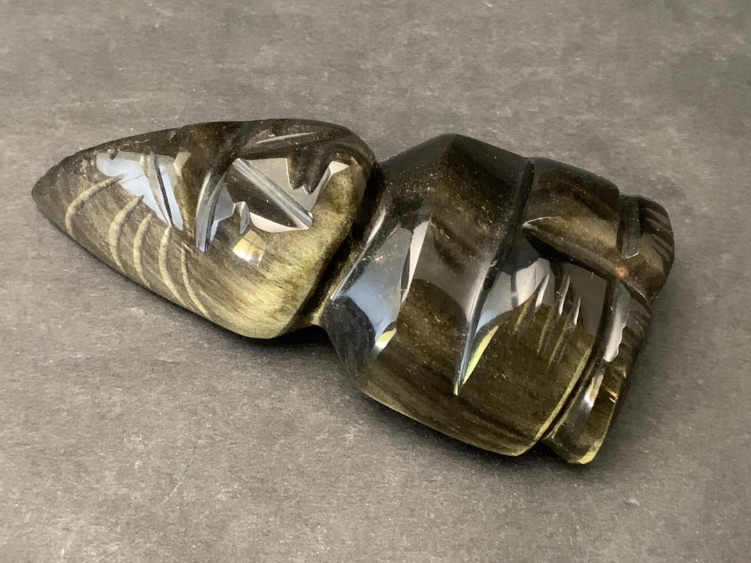 Mayan/ Aztec Golden Sheen Obsidian Statue Hand Carved 10cm Tall - Etsy