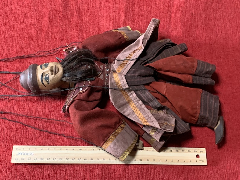 Antique Traditional Handmade Wooden Puppet From Burma With Horse Hair ...