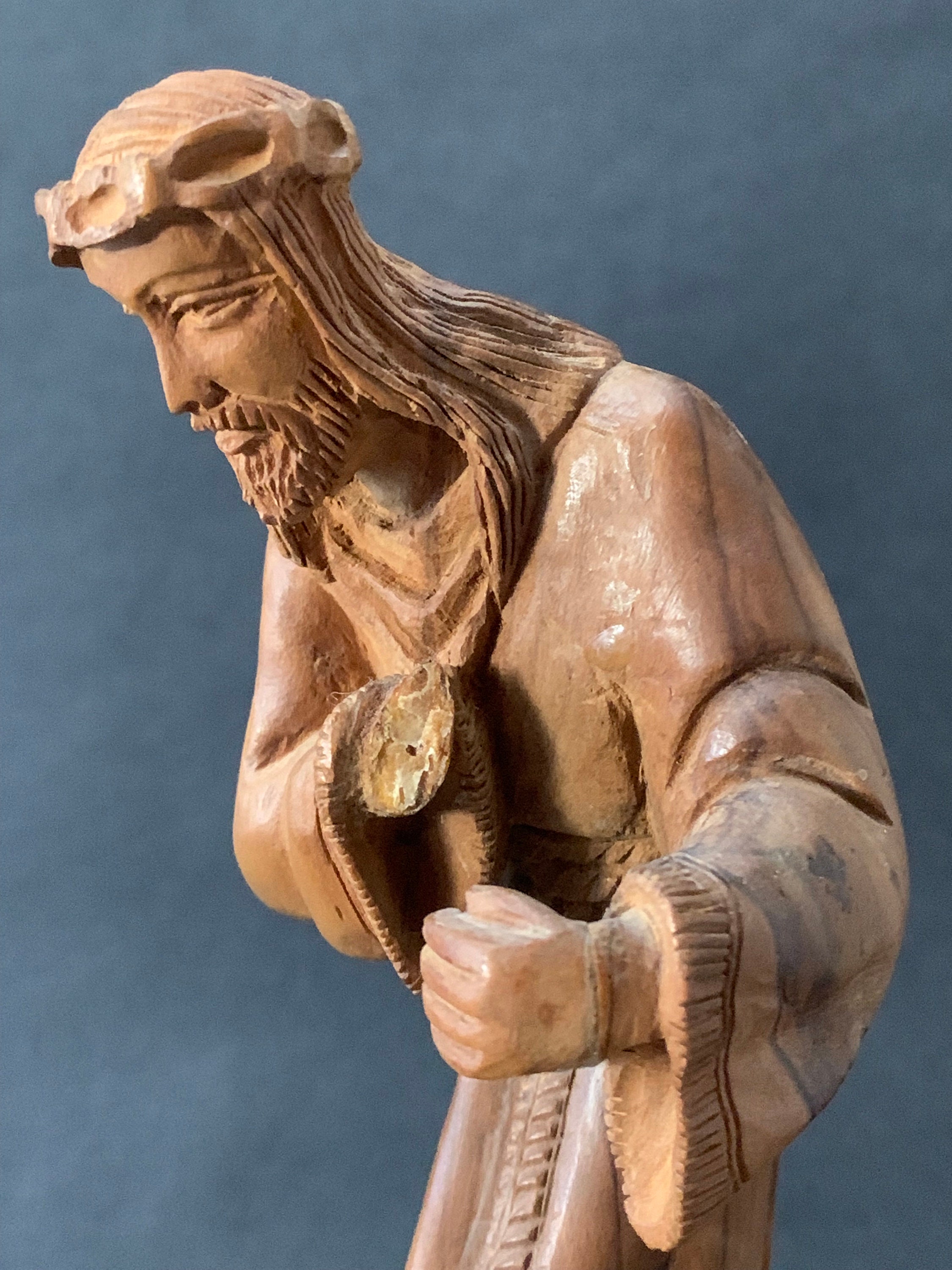 Antique Hand Carved Wooden Jesus Christ Statue Some Damage - Etsy