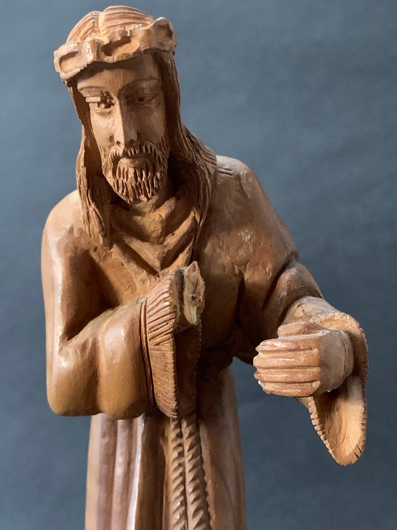 Antique Hand Carved Wooden Jesus Christ Statue Some Damage - Etsy