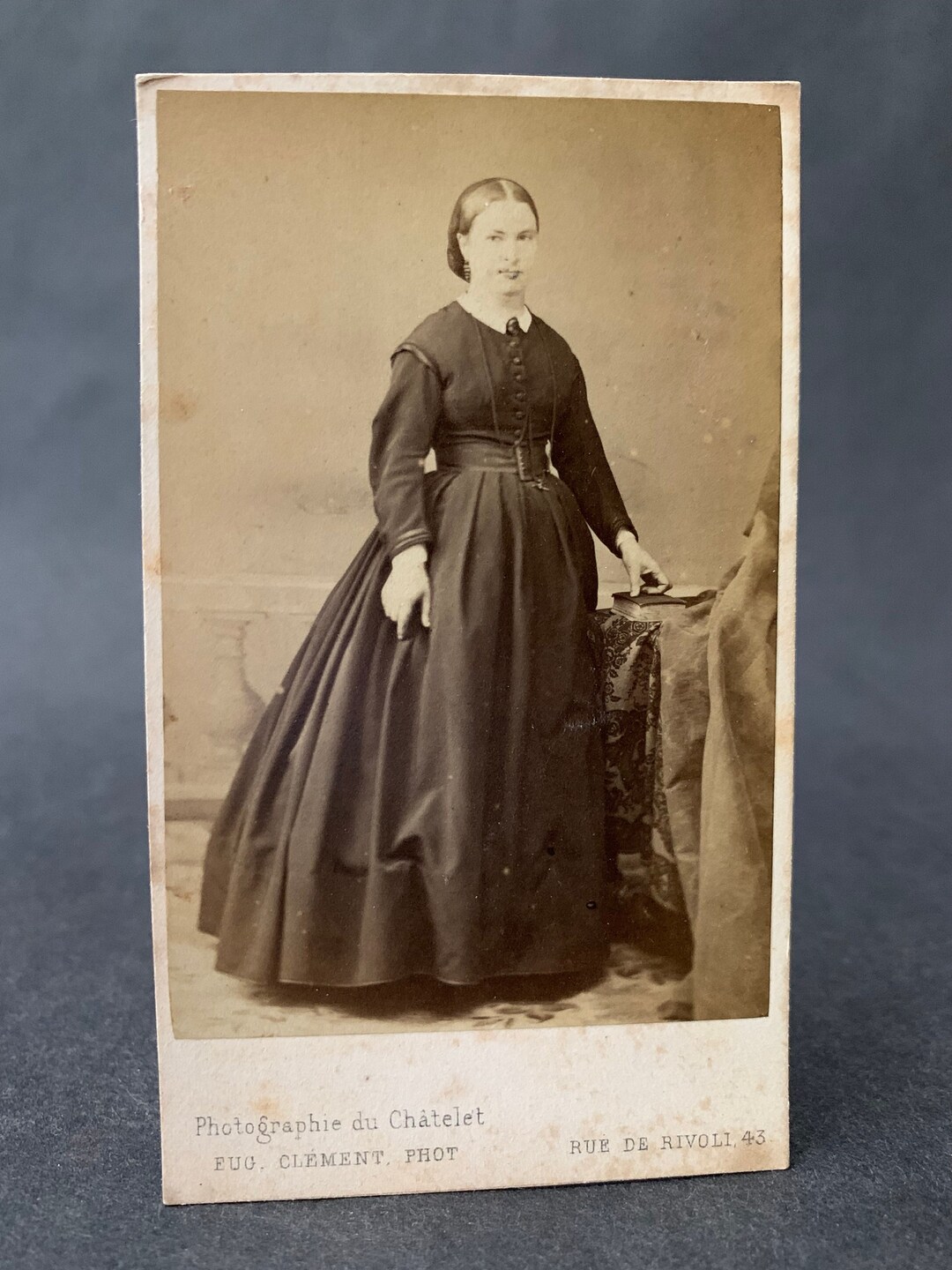 Antique Victorian Era Portrait Photograph of a Woman With Victorian Hairstyle and Full Dress ...