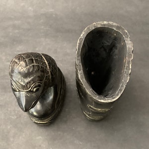 Unusual Hand Carved Horn Container With Bird Lombok Indonesia 20.5cm ...