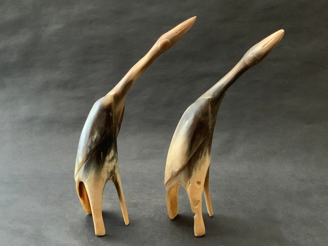 Unusual Pair of Carved Bovine Horn Birds - Etsy