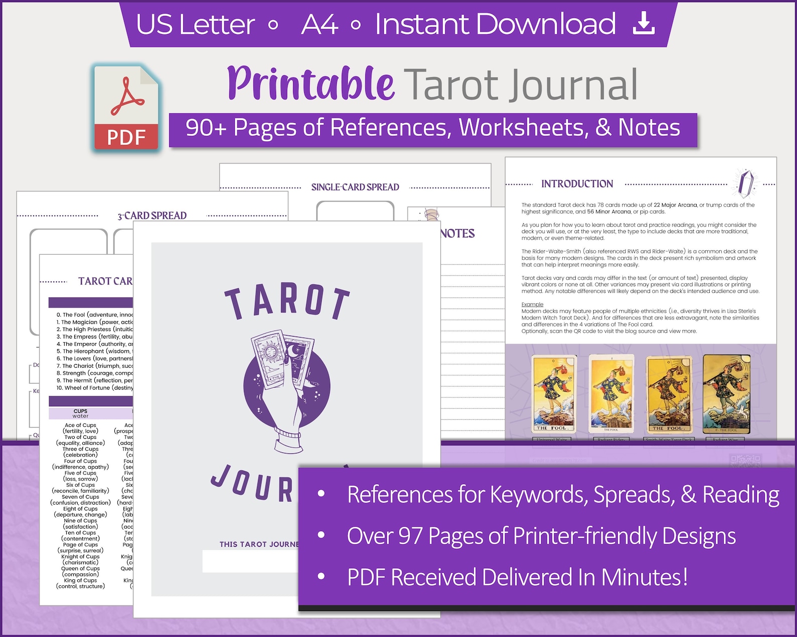 Tarot Journal Printable Tarot Workbook PDF 97 Tarot Journal - Etsy