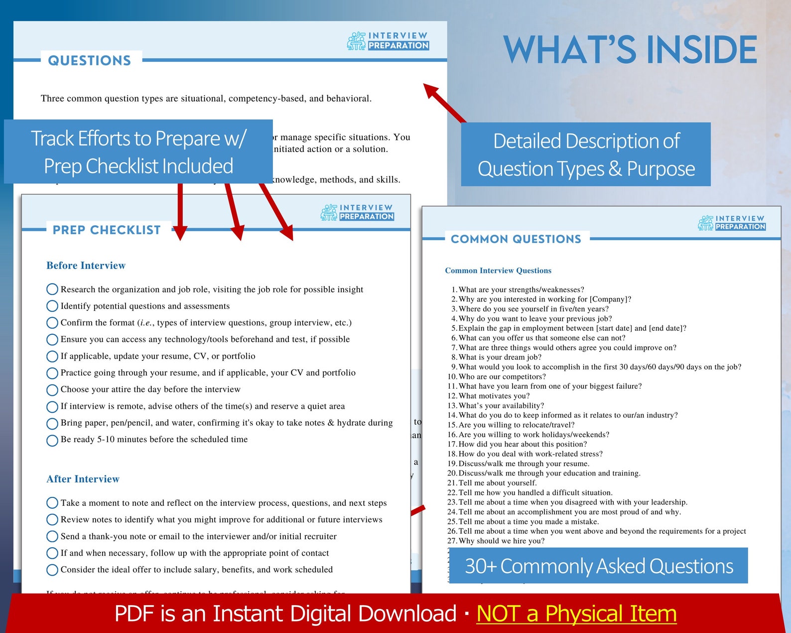 Printable Interview Planner for Interview Prep. PDF Includes Interview ...