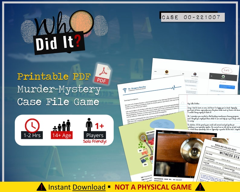 Juego de detectives: archivo de casos, descarga instantánea, juego para ...