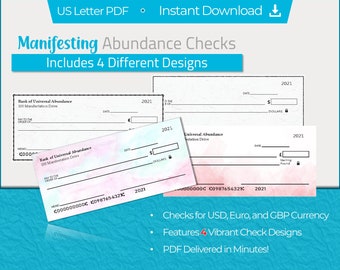 Printable Abundance Checks for Vision Boards Law of - Etsy