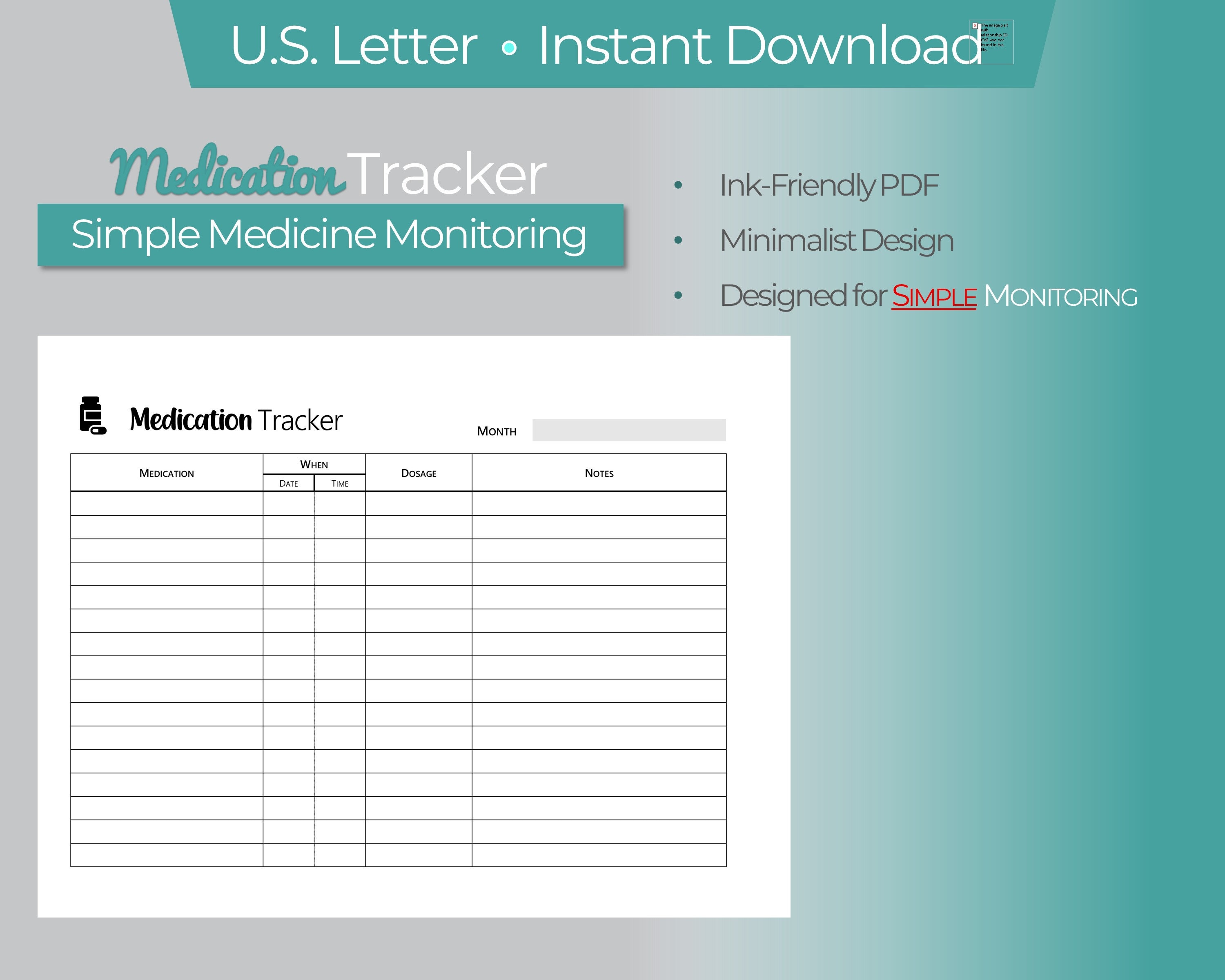 Printable Medicine Log and Medication Tracker. Monitor Monthly Medicine ...
