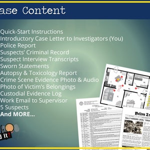 PRINTABLE Case File Detective Game, Instant Download PDF Murder Mystery ...