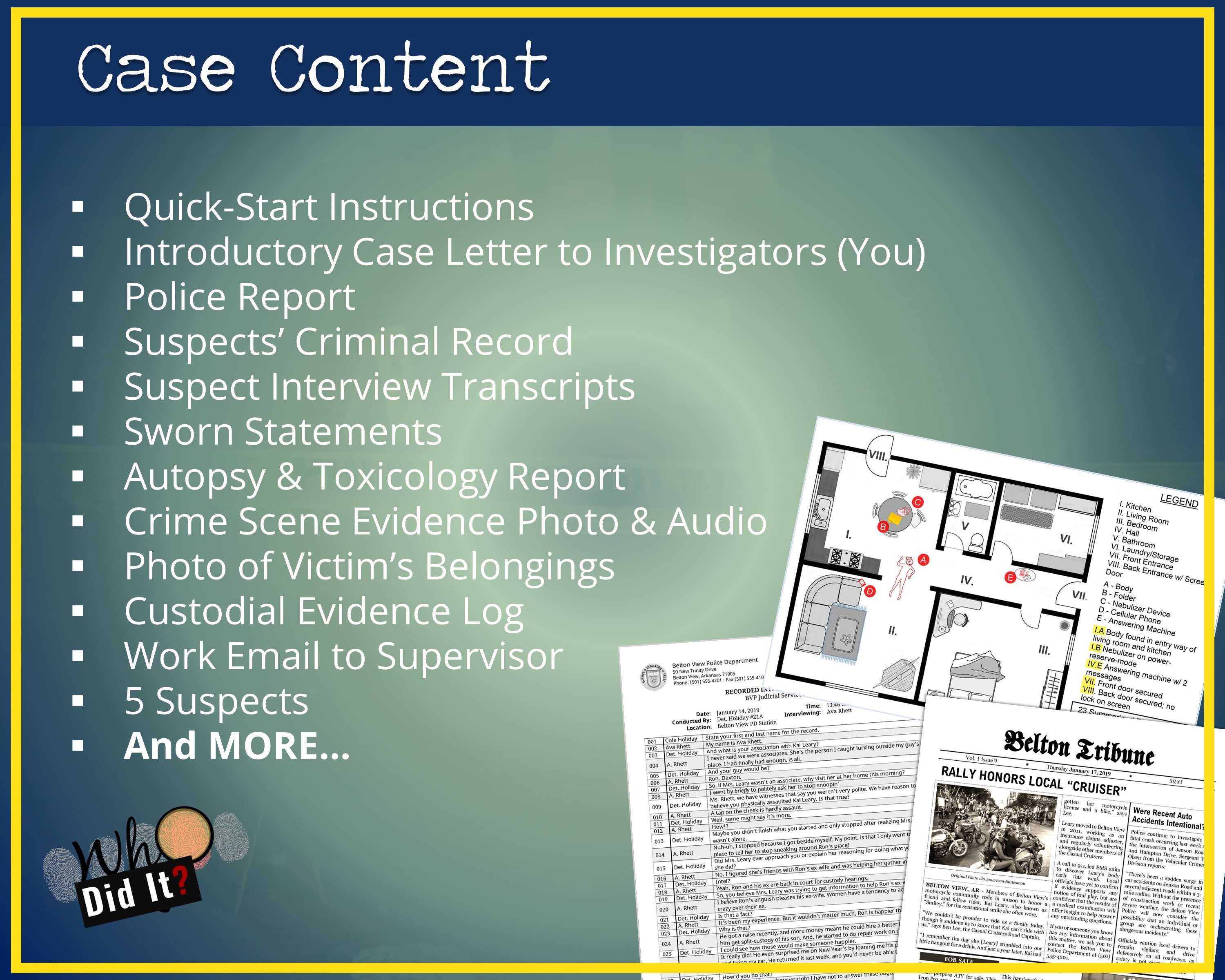 PRINTABLE Case File Detective Game, Instant Download PDF Murder Mystery ...