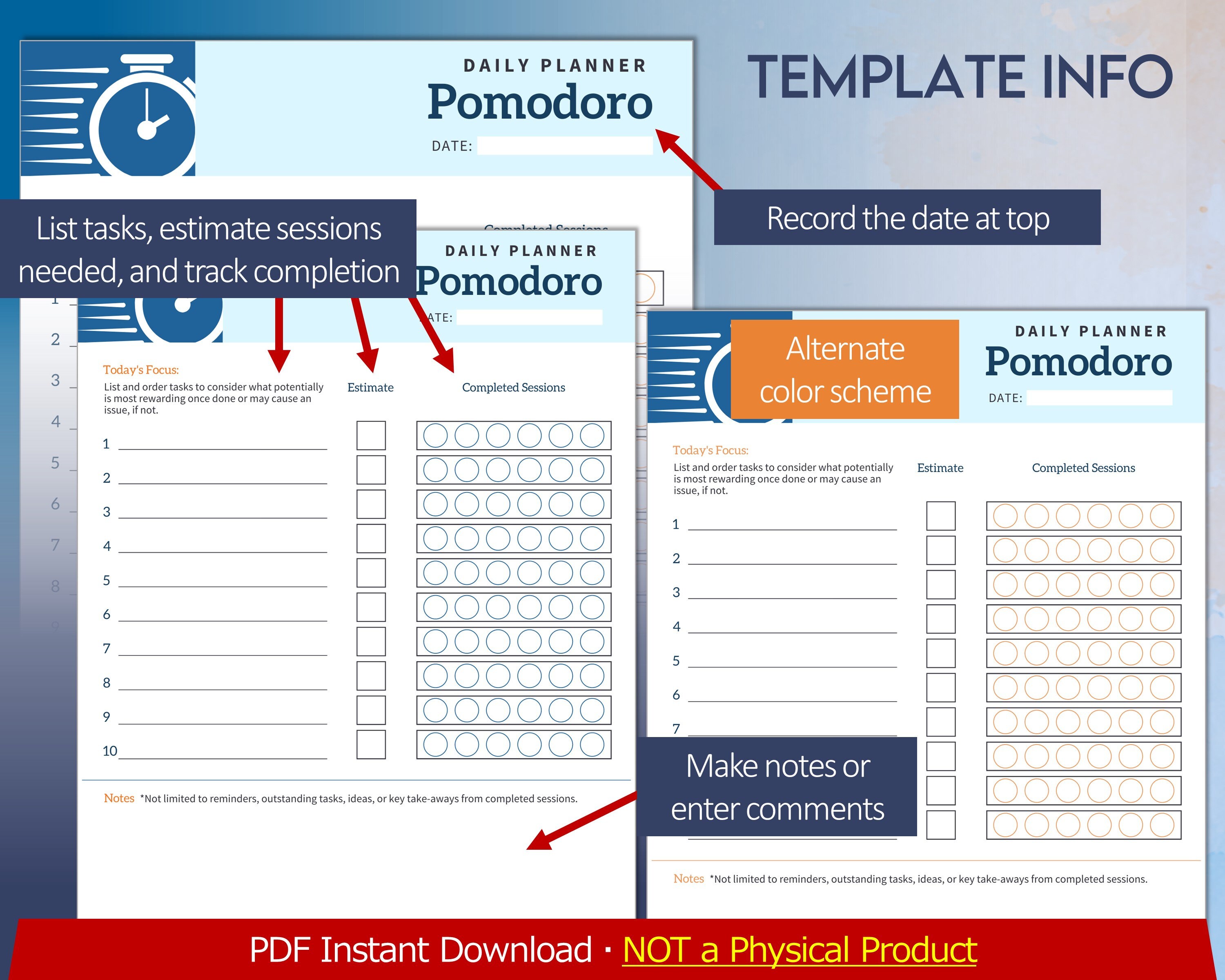 Pomodoro Planner Insert. Pomodoro Tracker for Time Management Using the ...