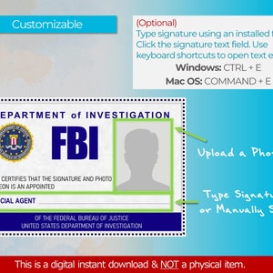 Printable Cosplay FBI Badge Custom ID Card Prop Replica - Etsy Australia