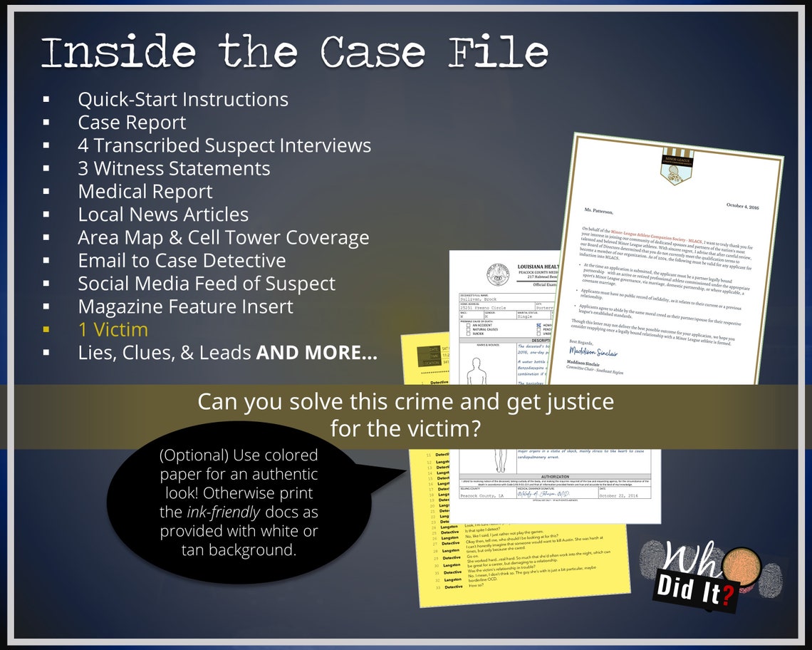 INSTANT DOWNLOAD Detective Case File Game Printable - Murder Mystery ...
