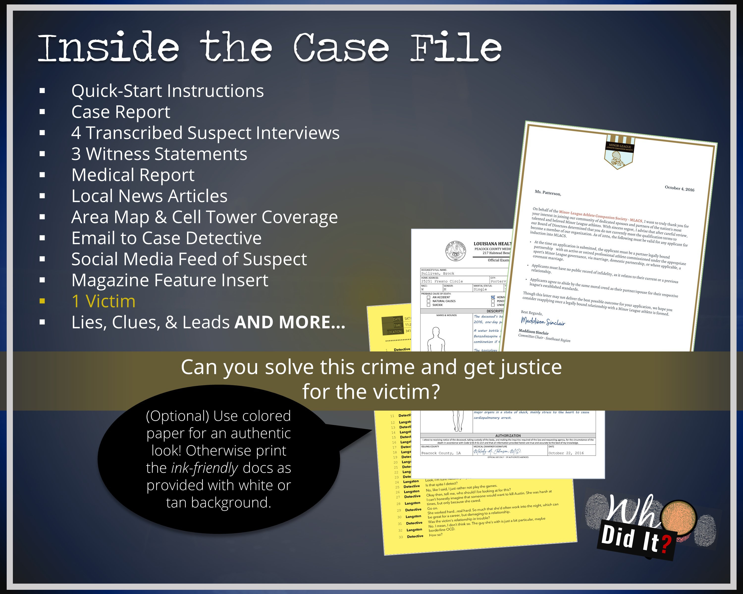 INSTANT DOWNLOAD Detective Case File Game Printable - Murder Mystery ...