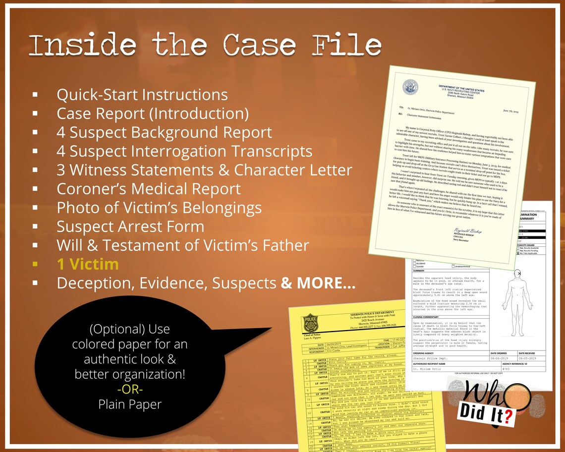 INSTANT DOWNLOAD Case File Detective Game Printable PDF - Etsy