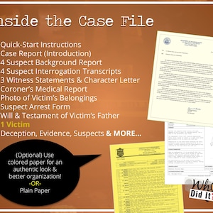 INSTANT DOWNLOAD Case File Detective Game, Printable PDF Murder Mystery ...