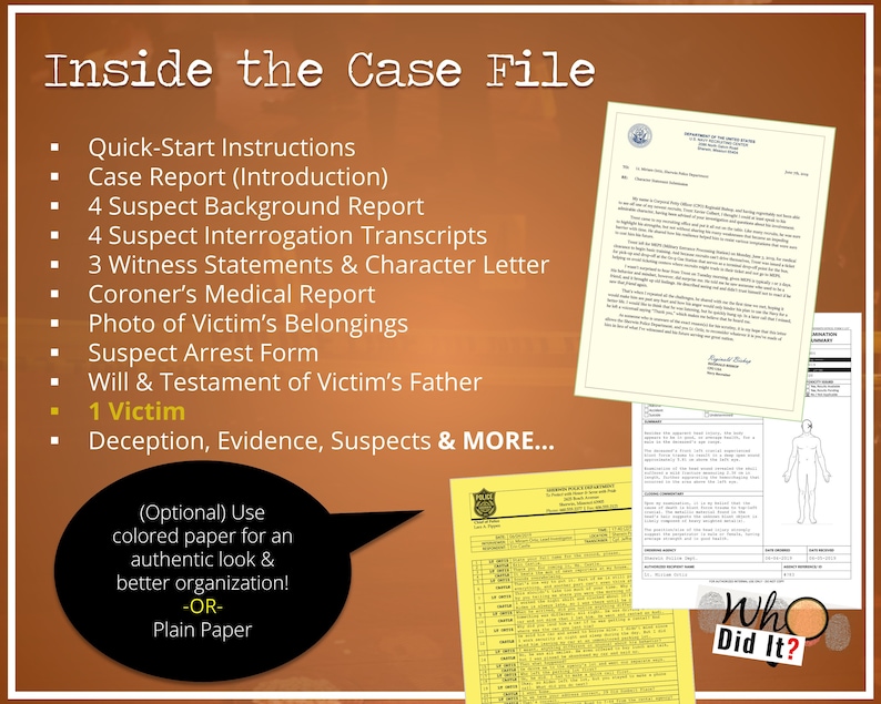 INSTANT DOWNLOAD Case File Detective Game Printable PDF - Etsy