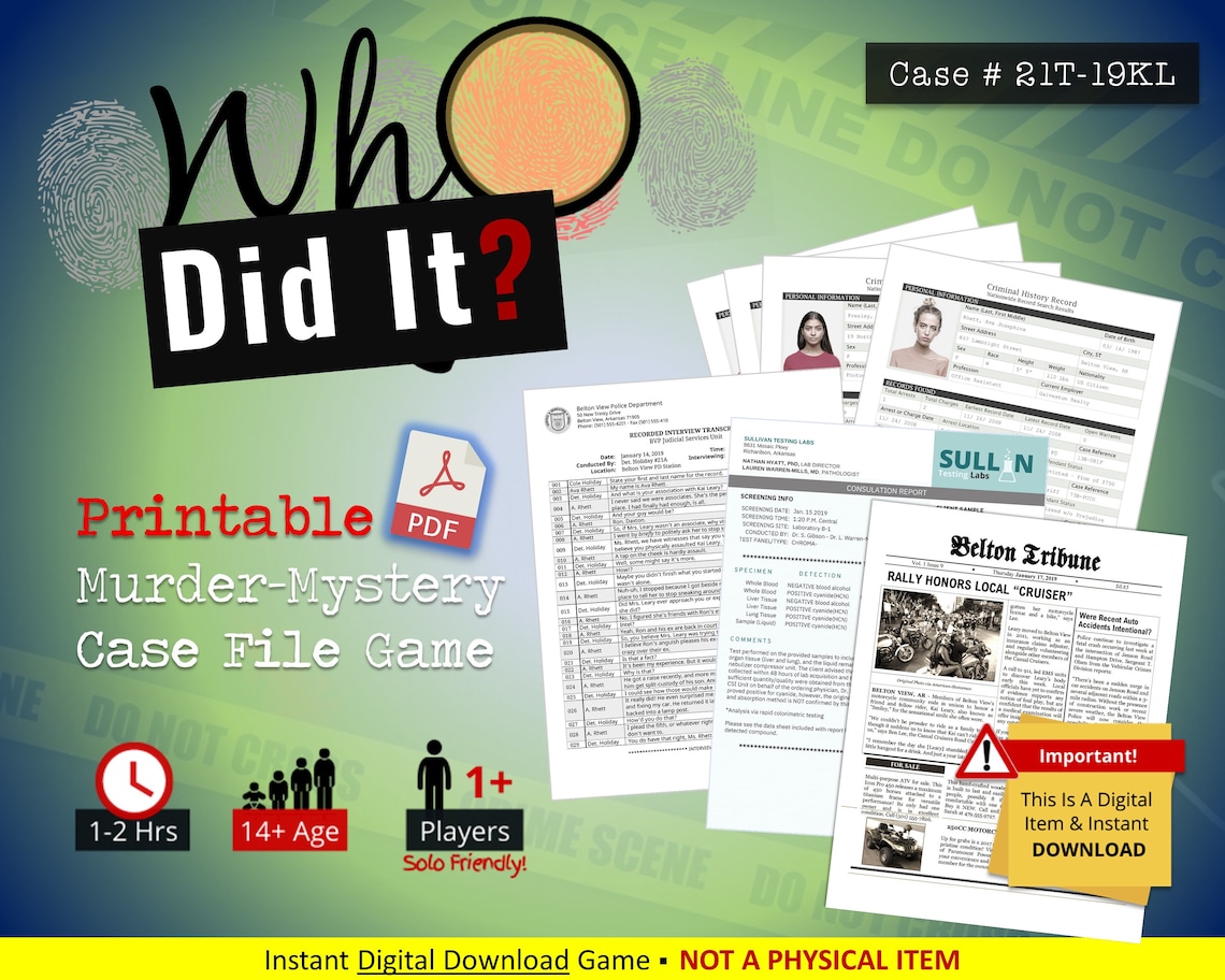 PRINTABLE Case File Detective Game Instant Download PDF - Etsy